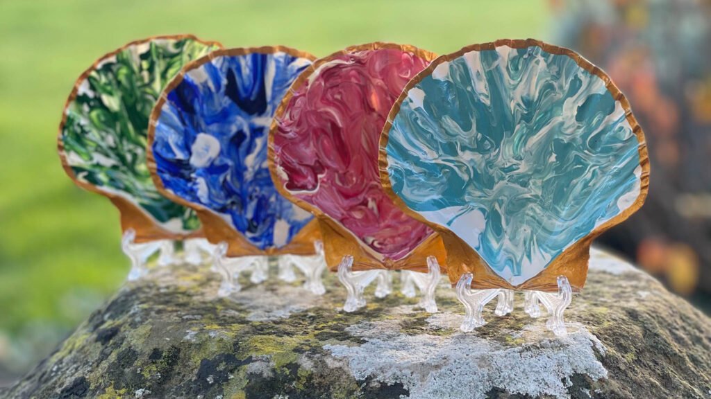 Painted Scallop Shells for sale - hand painted & decoupaged