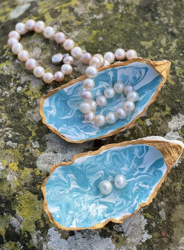 Hand painted oyster shells by Francesca Fitzpatrick - Oystera UK